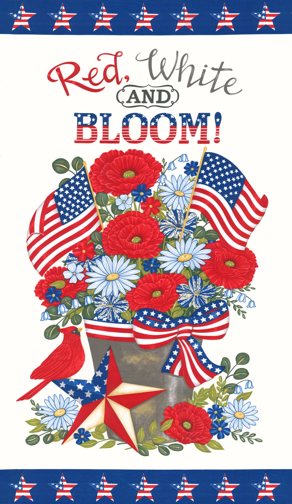 Red White & Bloom - Panel Daisy White — Fabric Shack