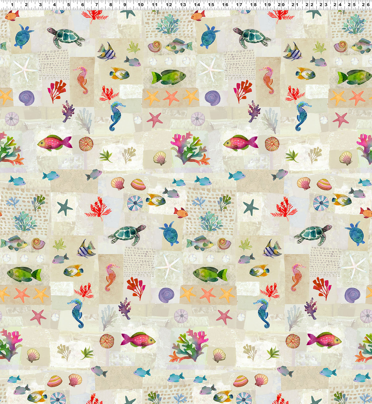 Coral Reef - Patchwork Khaki — Fabric Shack