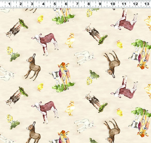 Farm Life - Baby Animals Light Khaki — Fabric Shack
