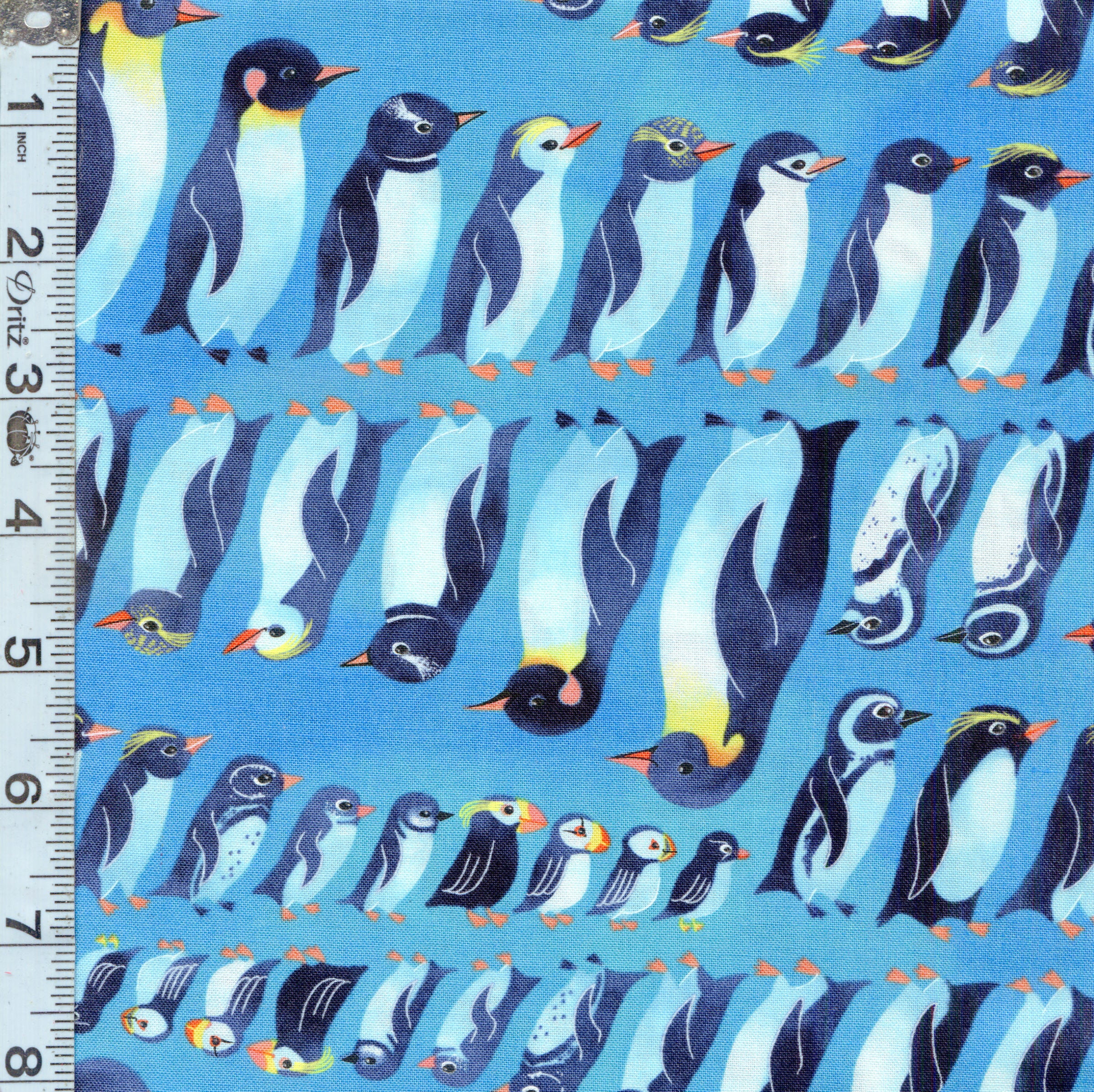Polar Seas - Penguins and Puffins Aqua — Fabric Shack