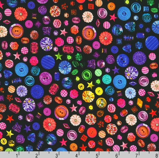 Rainbow Crafter's Stash - Buttons Black — Fabric Shack